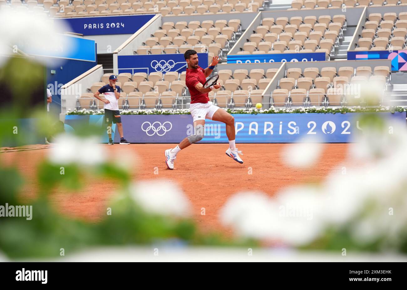 Serbia's Novak Djokovic during a training session at Roland-Garros ...