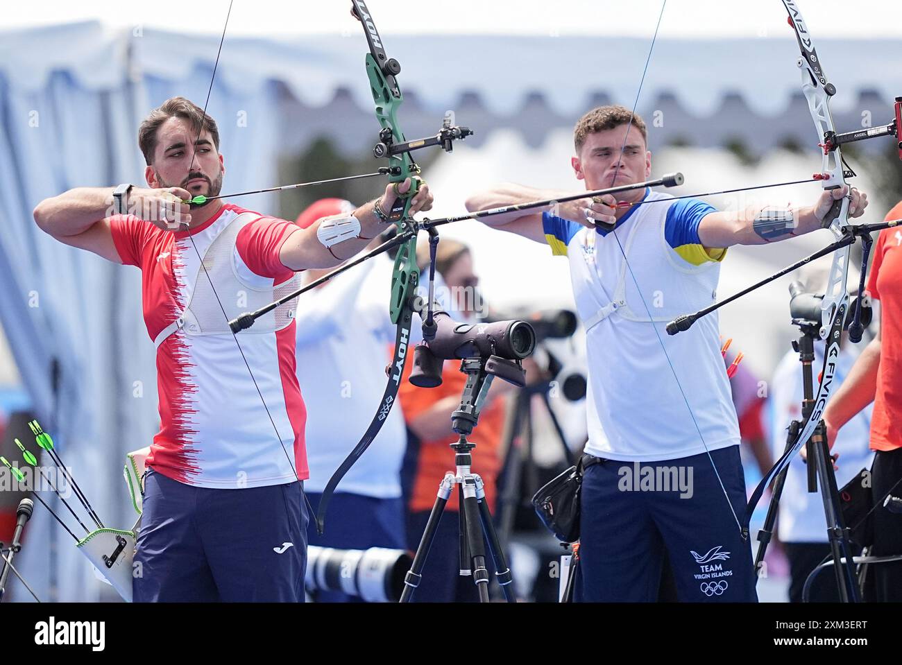 Pablo Acha Gonzalez (ESP) competes during the Men's Archery Individual ...
