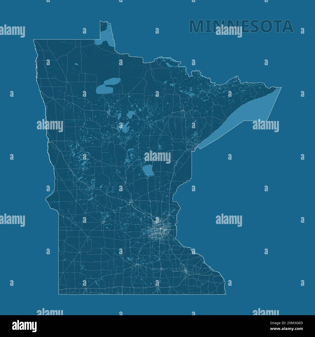 Minnesota, United States artistic blueprint map poster Stock Vector ...