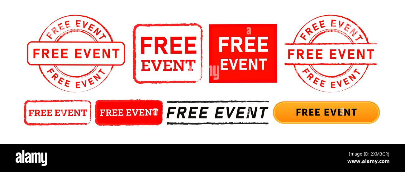 free event rubber stamp button label sticker sign for announcement ...