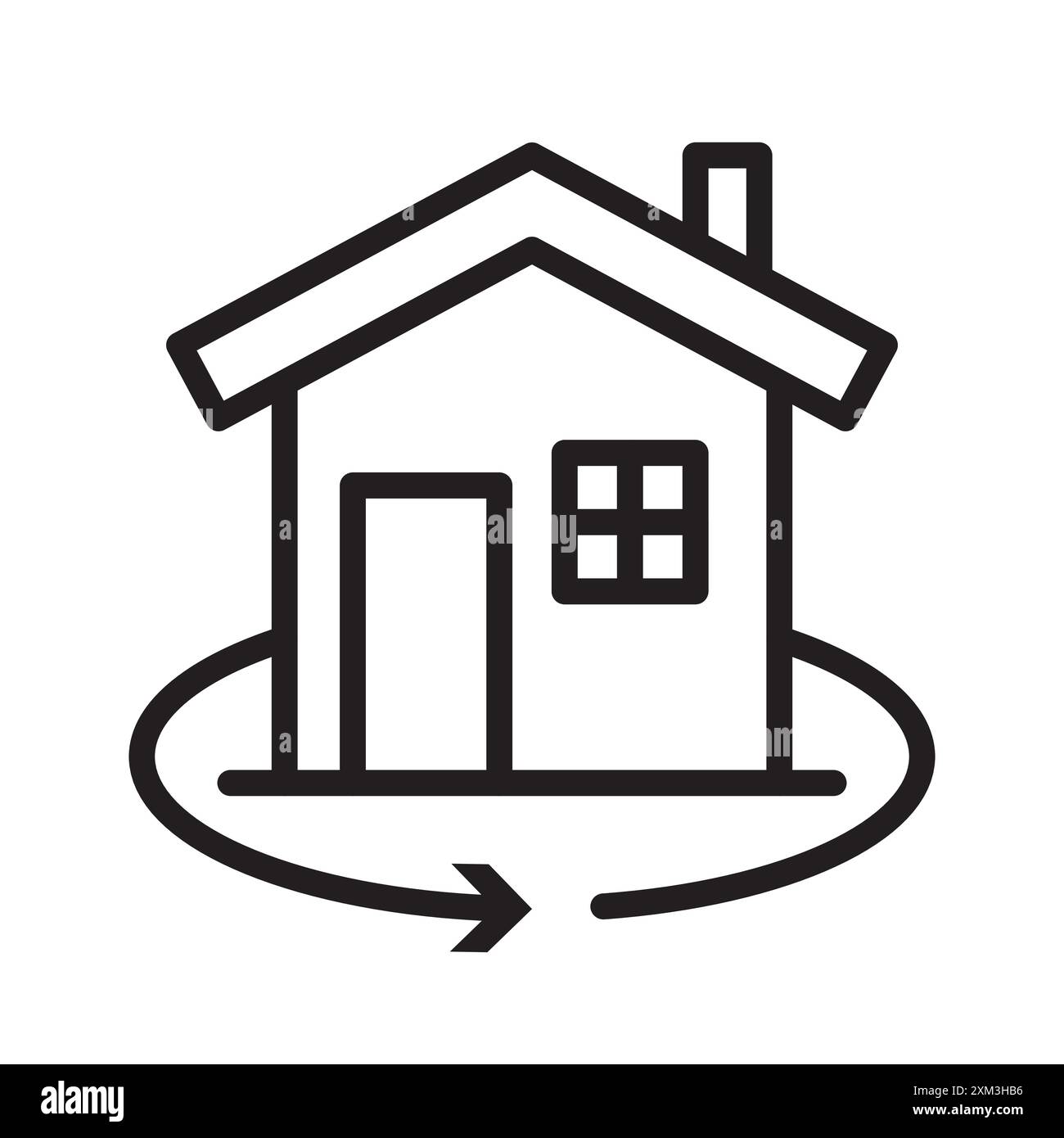 360 degree house icon Black line art vector in black and white outline ...