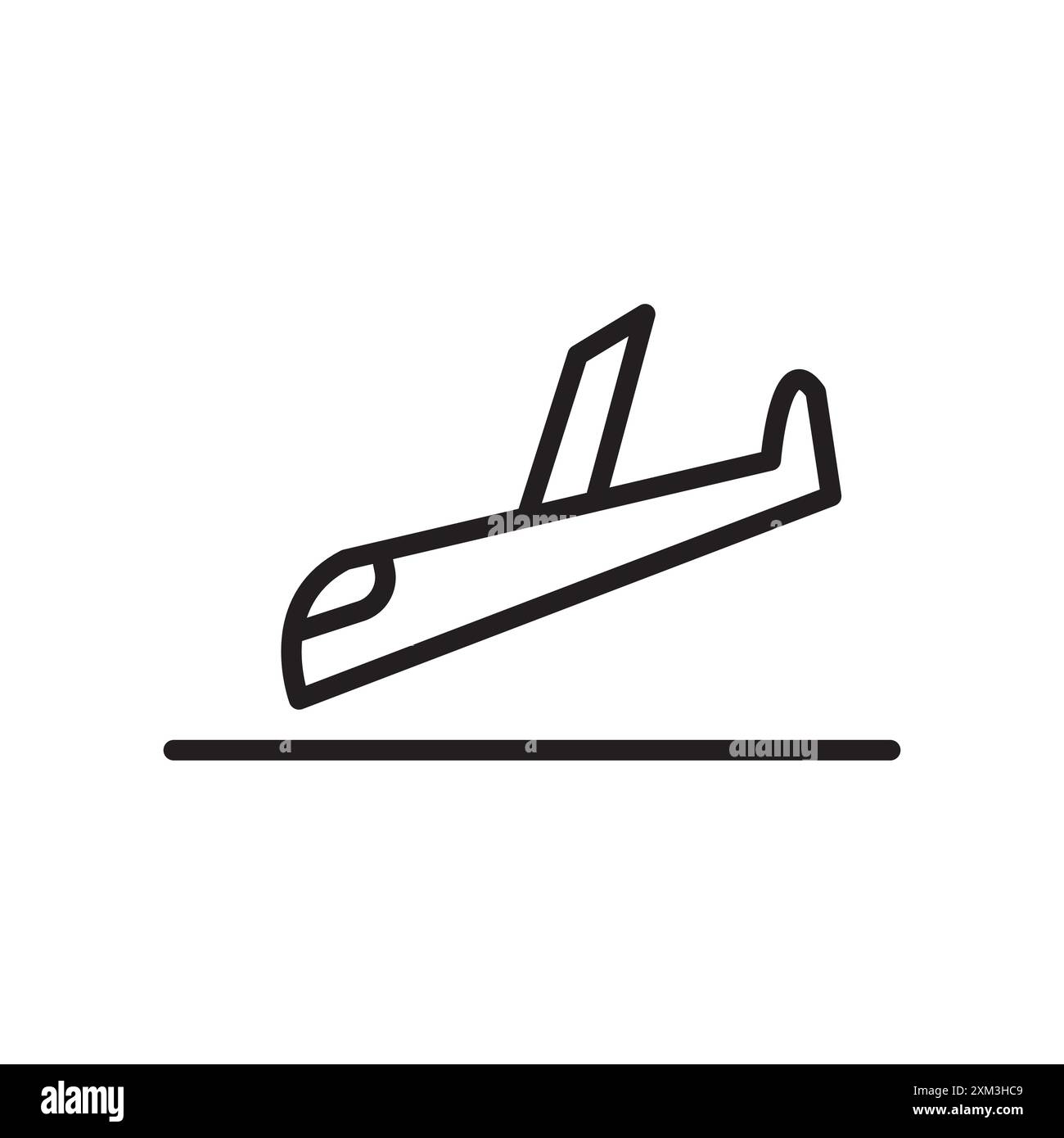 Arrivals plane icon Black line art vector in black and white outline ...