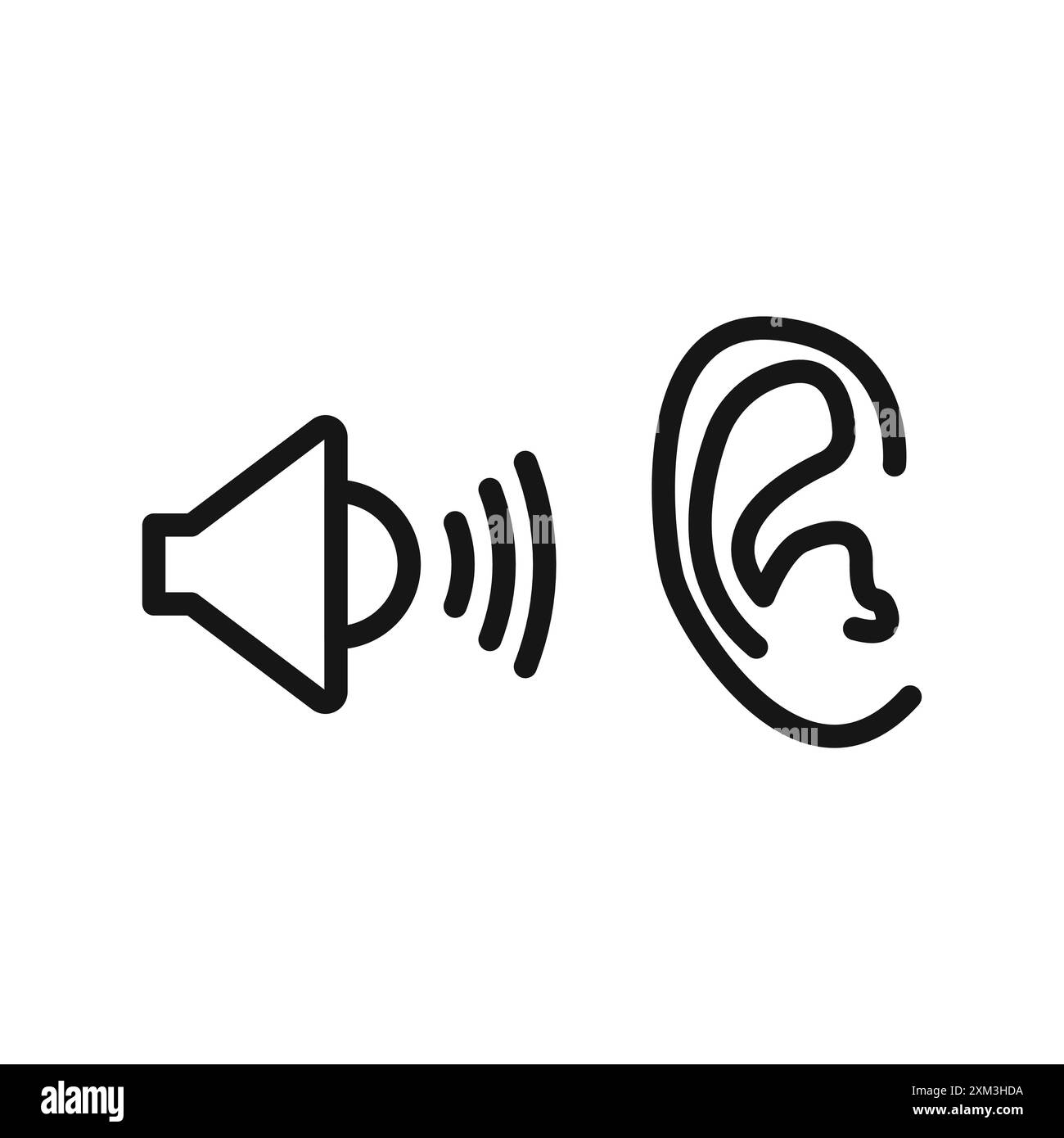 Active listening icon Black line art vector in black and white outline ...