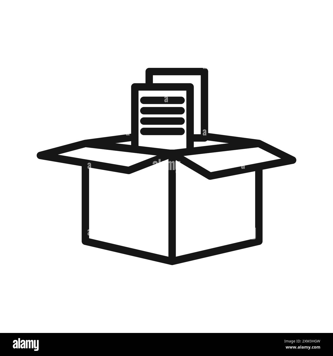 Archival box with documents icon Black line art vector in black and ...