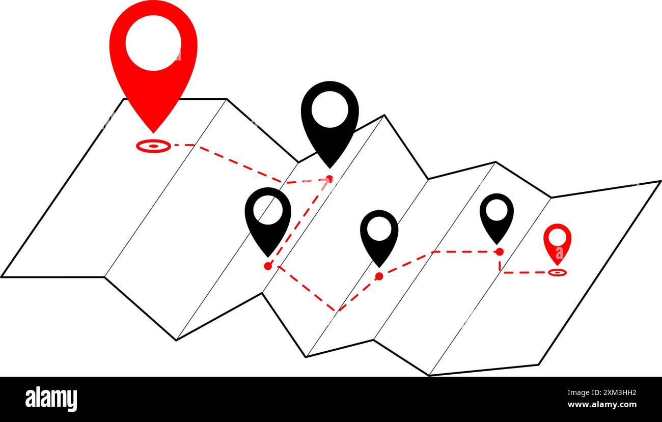 Map and many location pins, route, navigation, tracking. vector illustration Stock Vector Image ...