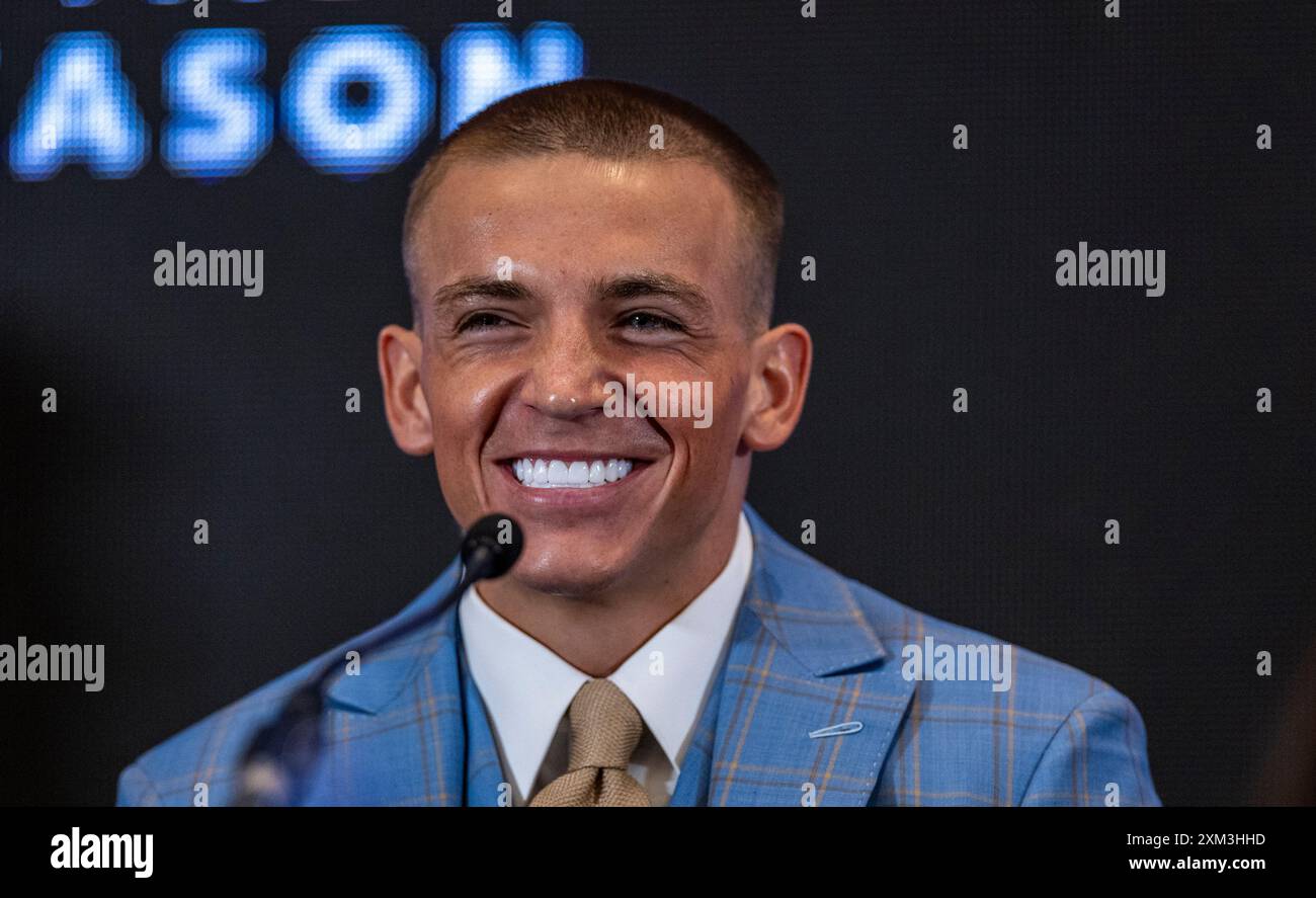 Dennis McCann talking during the press conference at The O2 ...