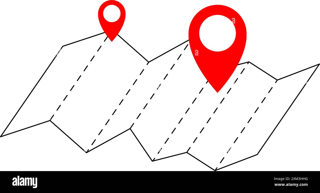 Two location pins on map. Route, navigation, distance concept. Vector illustration Stock Vector ...