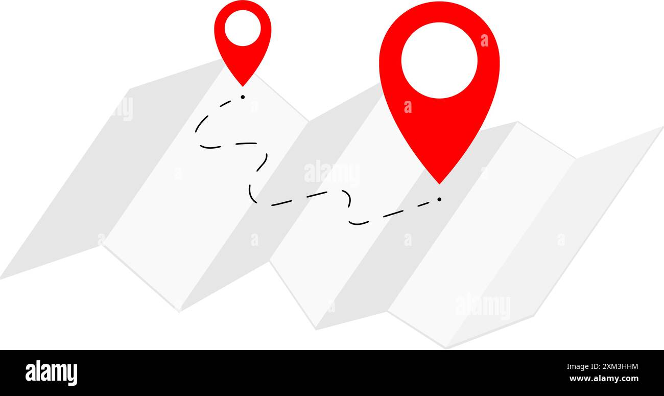 Two location pins on map. Route, navigation, distance concept. Vector illustration Stock Vector ...