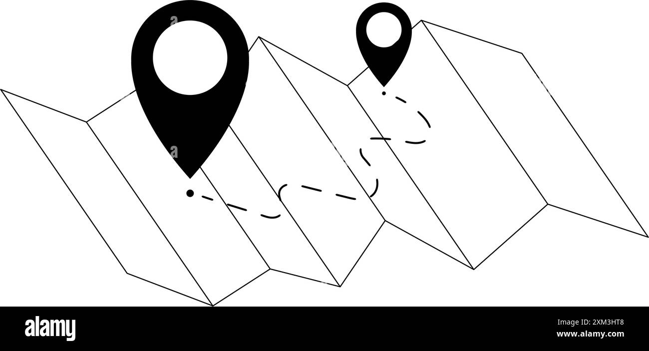 Two location pins on map. Route, navigation, distance concept. Vector illustration Stock Vector ...