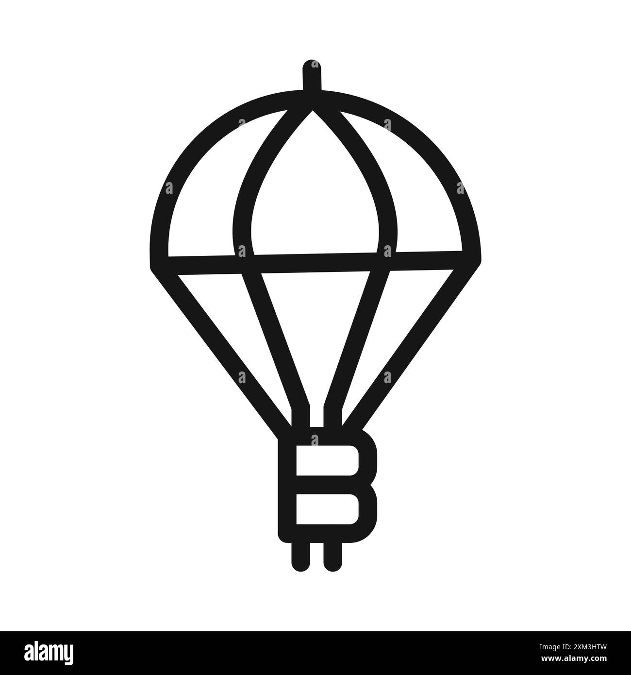 Bitcoin airdrop icon Black line art vector in black and white outline ...