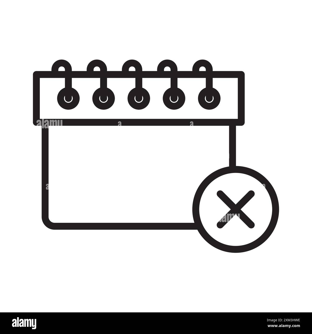 Cancel event icon Black line art vector in black and white outline set ...