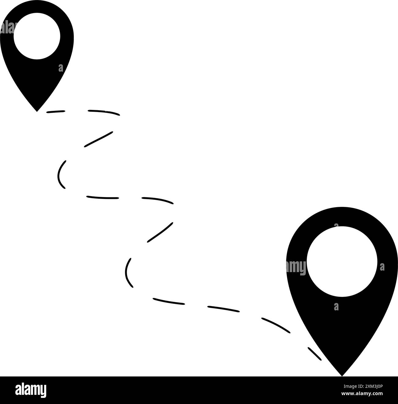 Navigation route with two location pins icon symbol. vector illustration Stock Vector Image ...