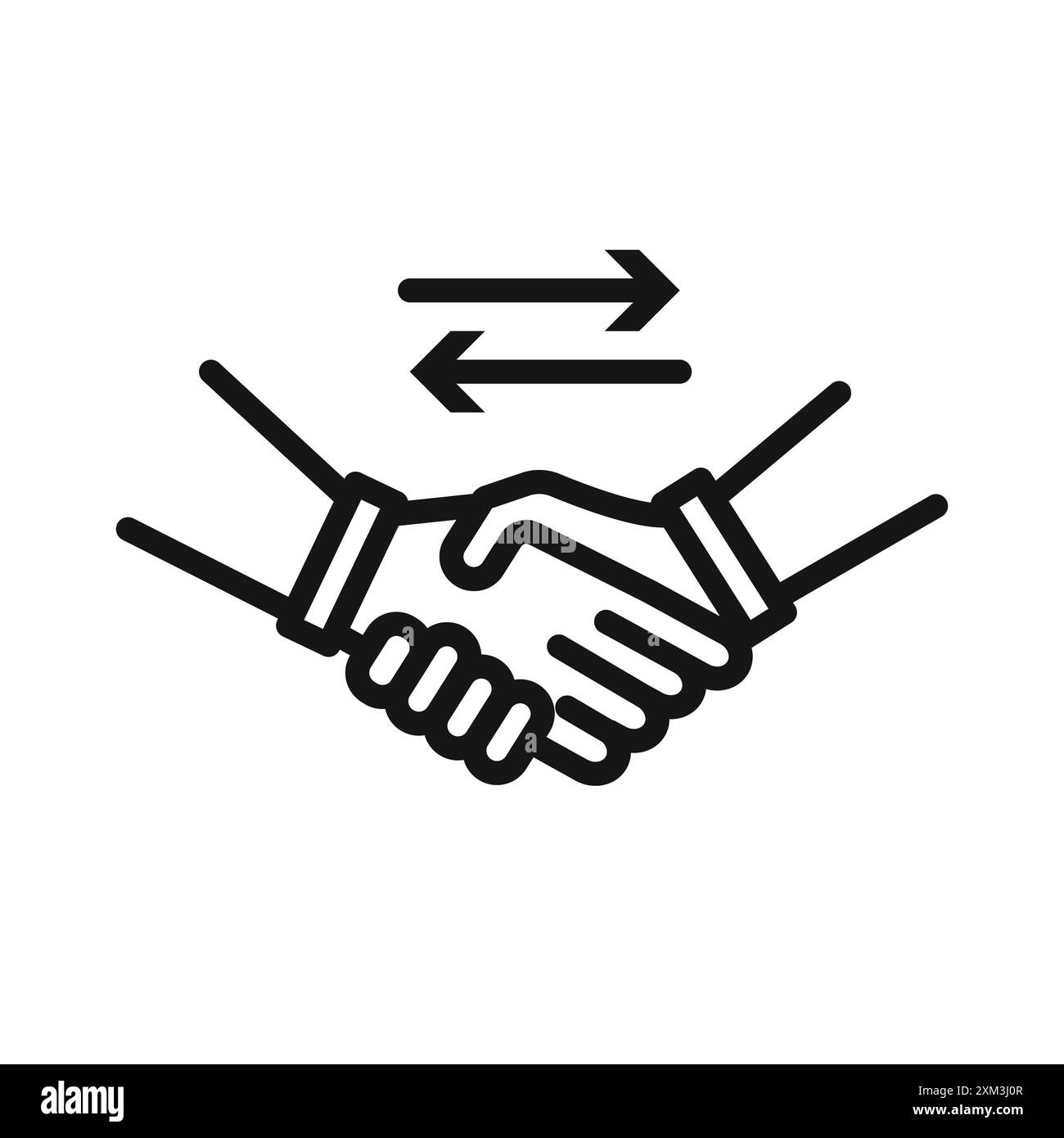 Business agreement handshake icon Black line art vector in black and ...