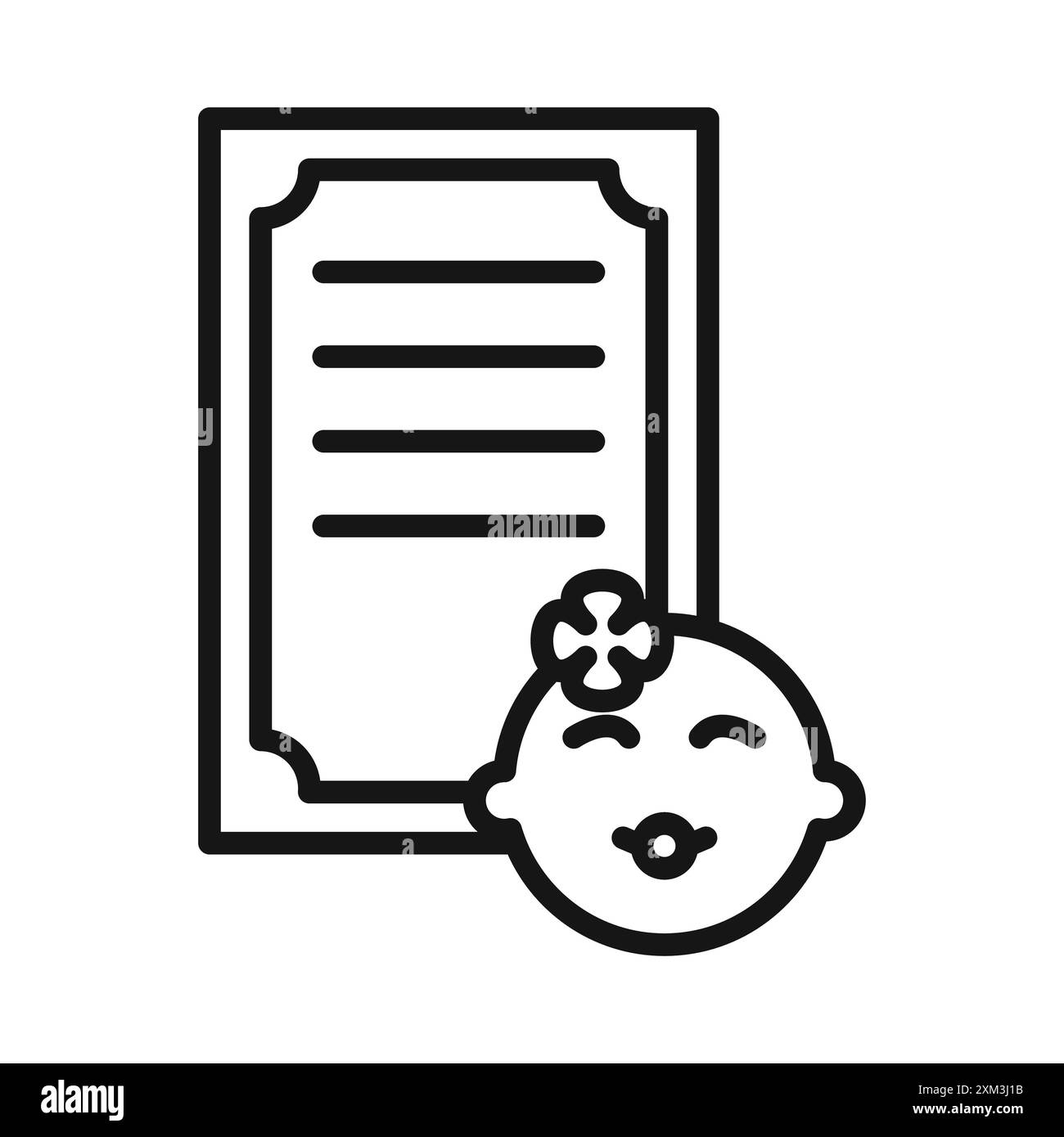 Birth certification icon Black line art vector in black and white ...