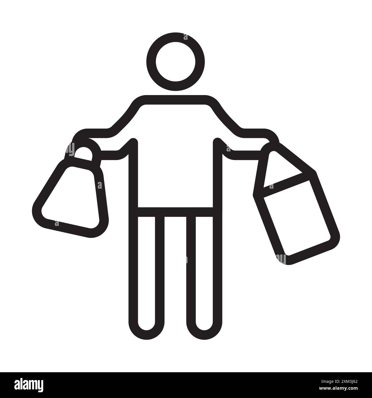 Buyer, shopper icon Black line art vector in black and white outline ...