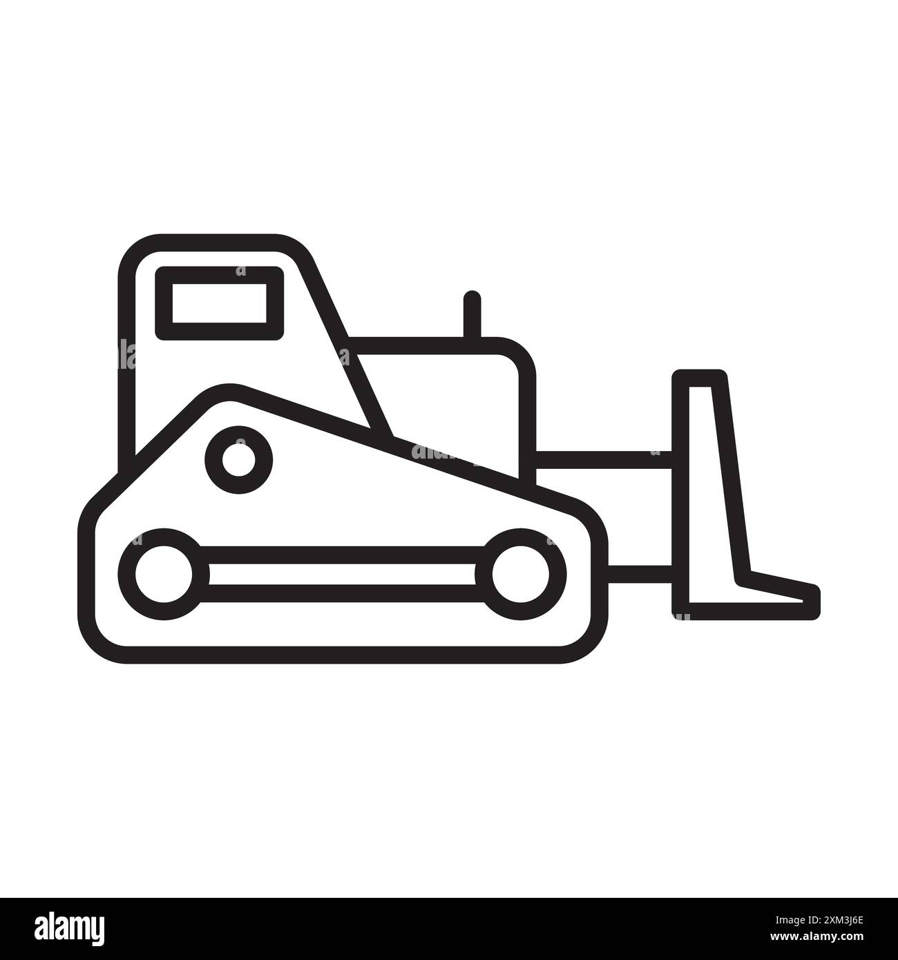 Bulldozer icon Black line art vector in black and white outline set ...