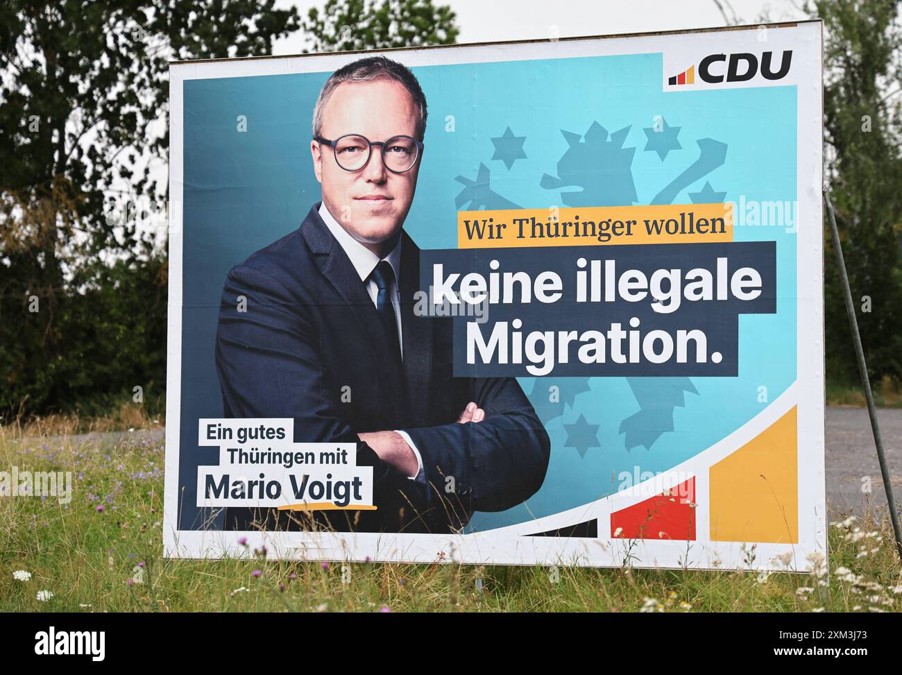 Wahlplakate 23.07.2024, Koelleda, Wahlplakat zur Landtagswahl am 01.09. ...