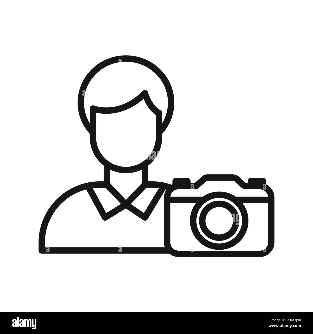 Cameraman icon Black line art vector in black and white outline set collection sign Stock Vector ...