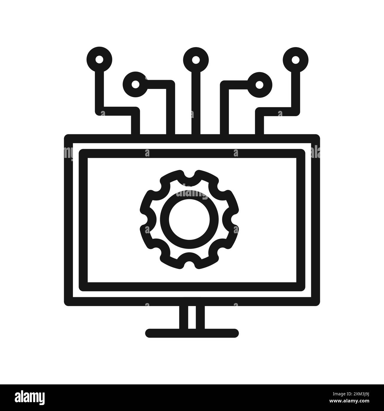 Computer Technology icon Black line art vector in black and white ...