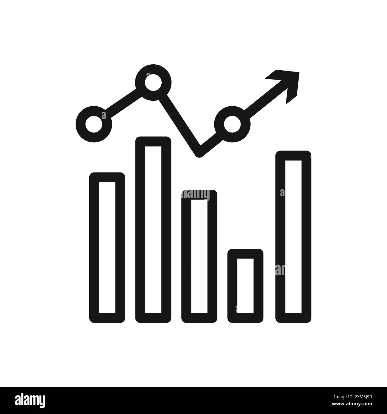 Chart icon Black line art vector in black and white outline set ...