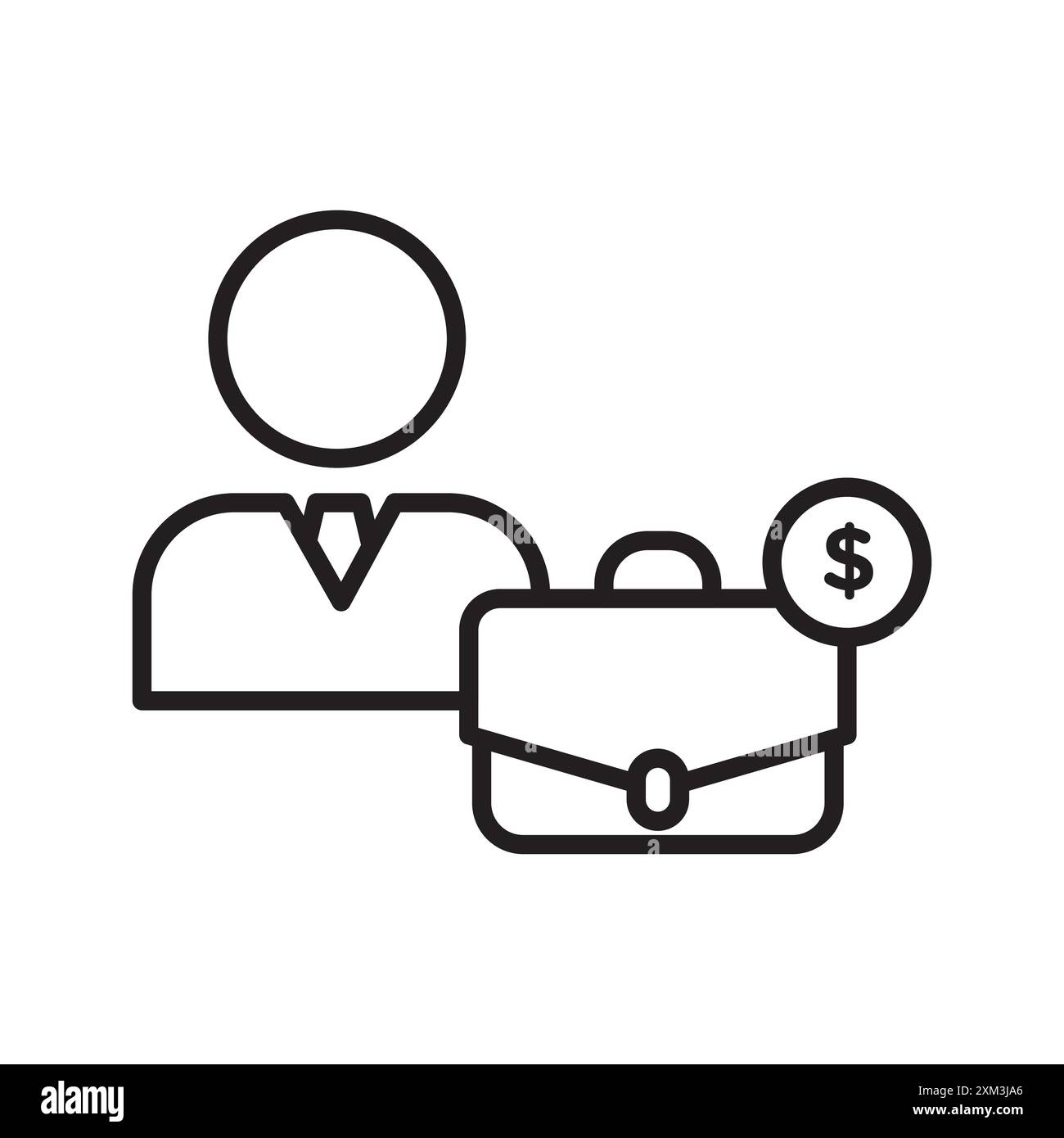 Career, job and work icon Black line art vector in black and white ...