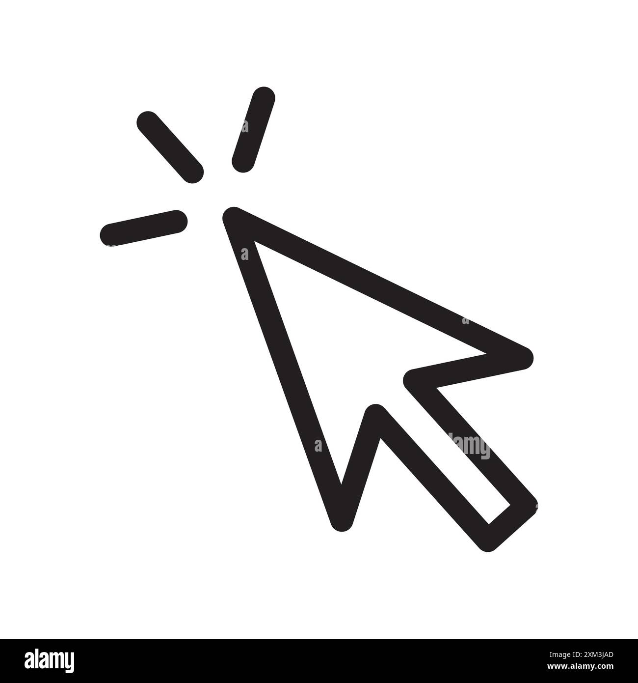 Click icon Black line art vector in black and white outline set ...