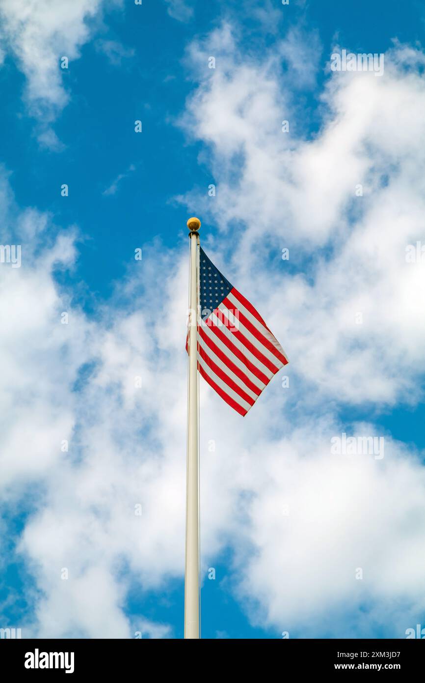 American flag blowing in the wind Stock Photo - Alamy