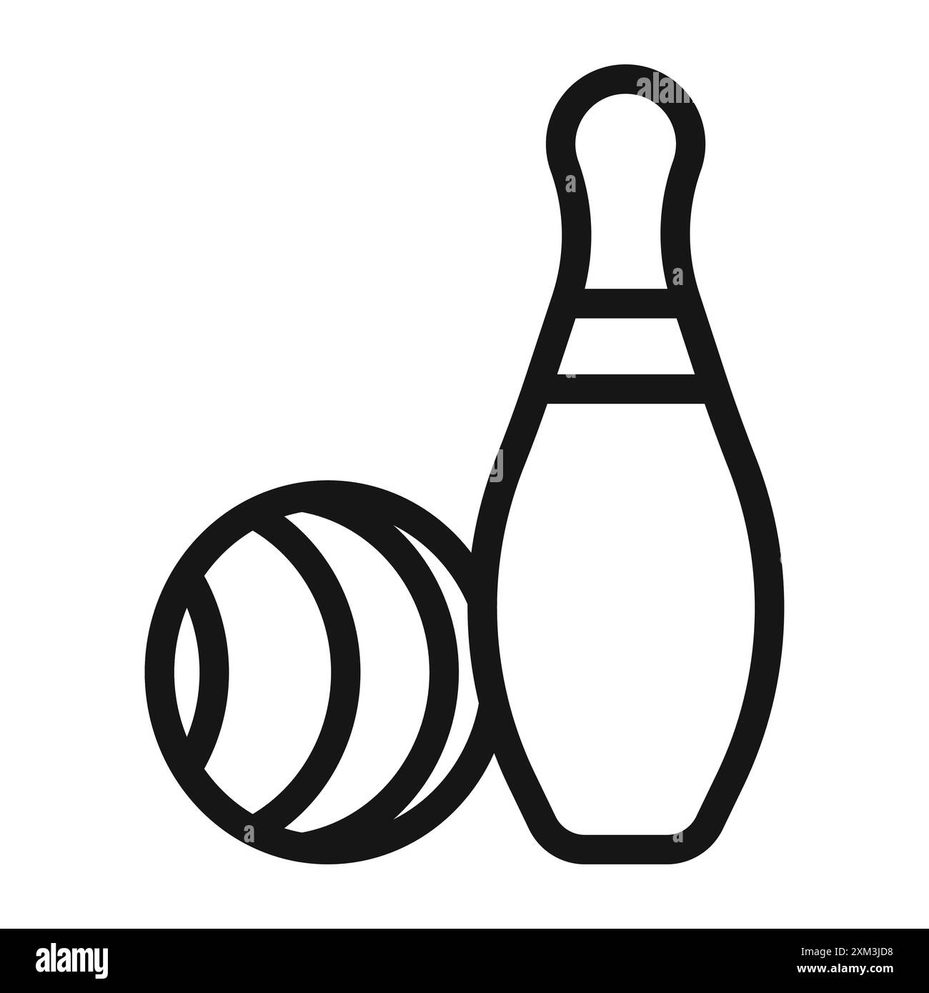 Bowling icon Black line art vector in black and white outline set ...
