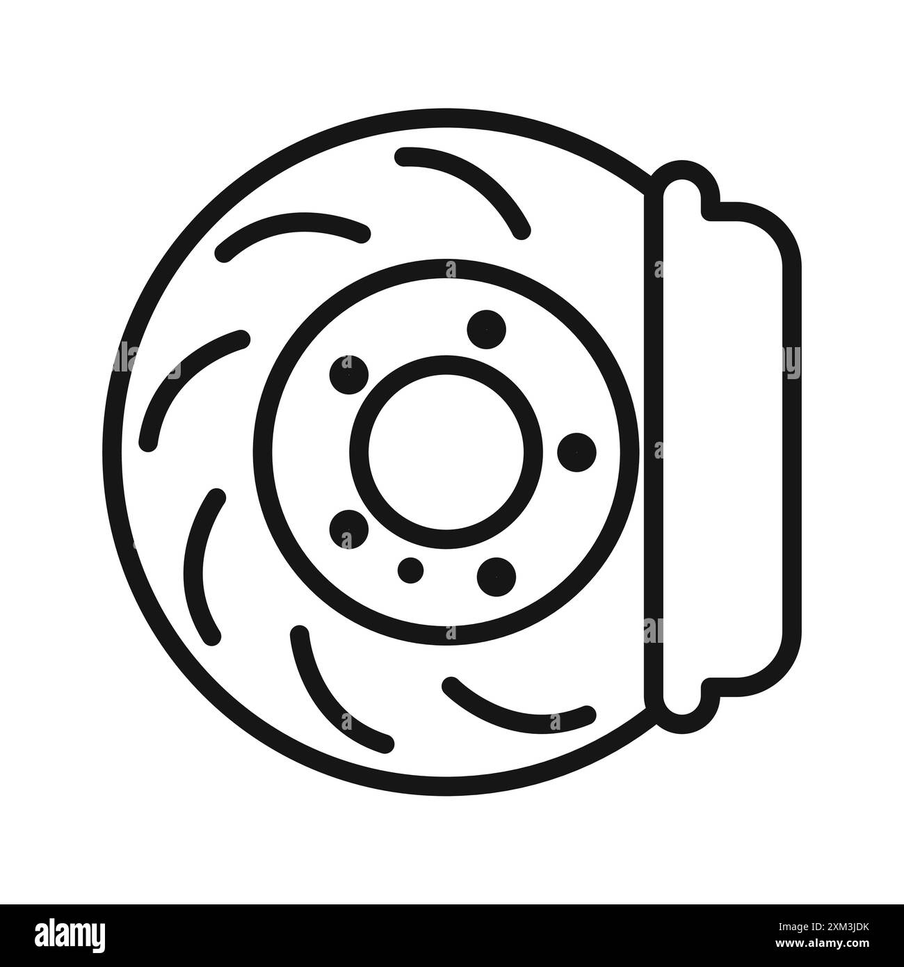 Car brake disk with caliper icon Black line art vector in black and ...