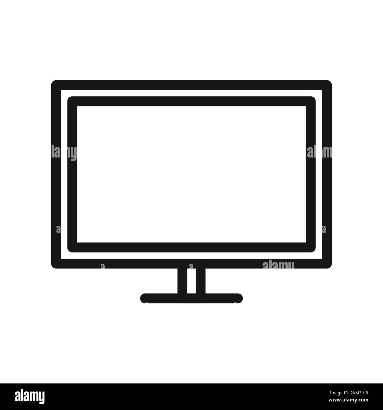 Computer monitor icon Black line art vector in black and white outline ...