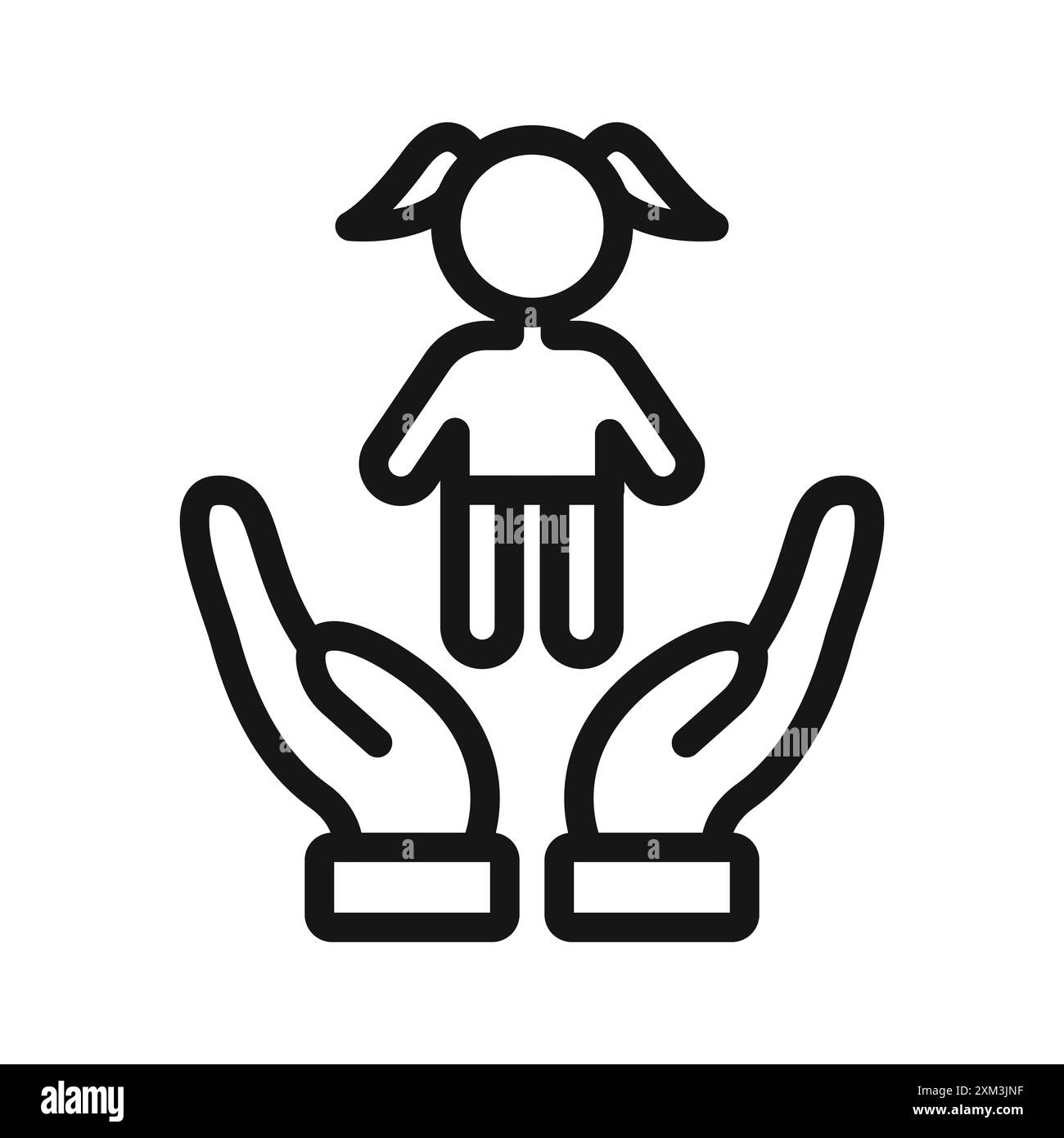 Child custody icon Black line art vector in black and white outline set ...