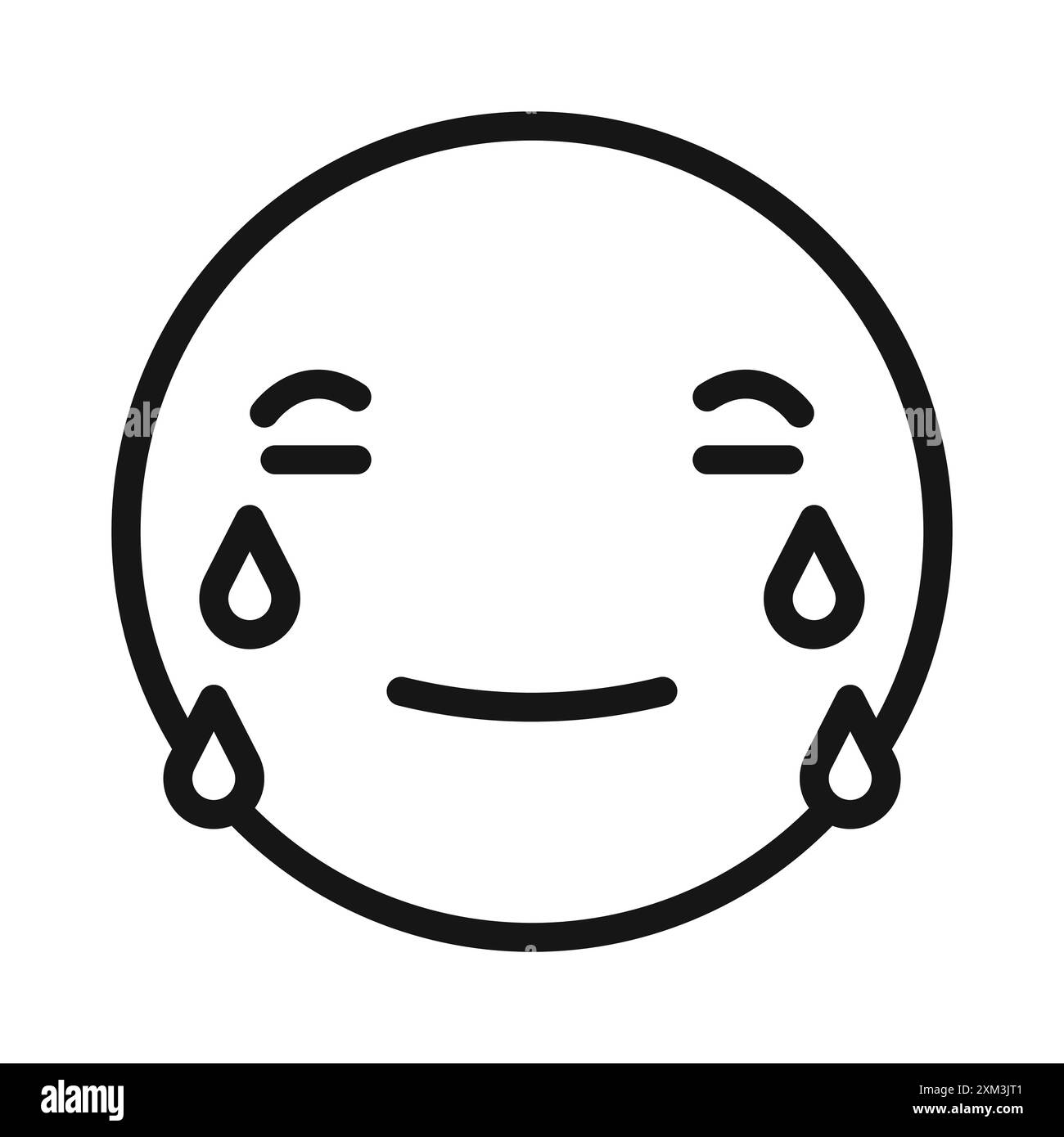 Crying icon Black line art vector in black and white outline set ...