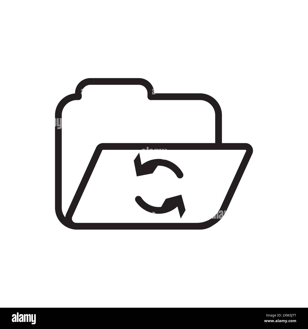 Folder sync icon Black line art vector in black and white outline set collection sign Stock ...