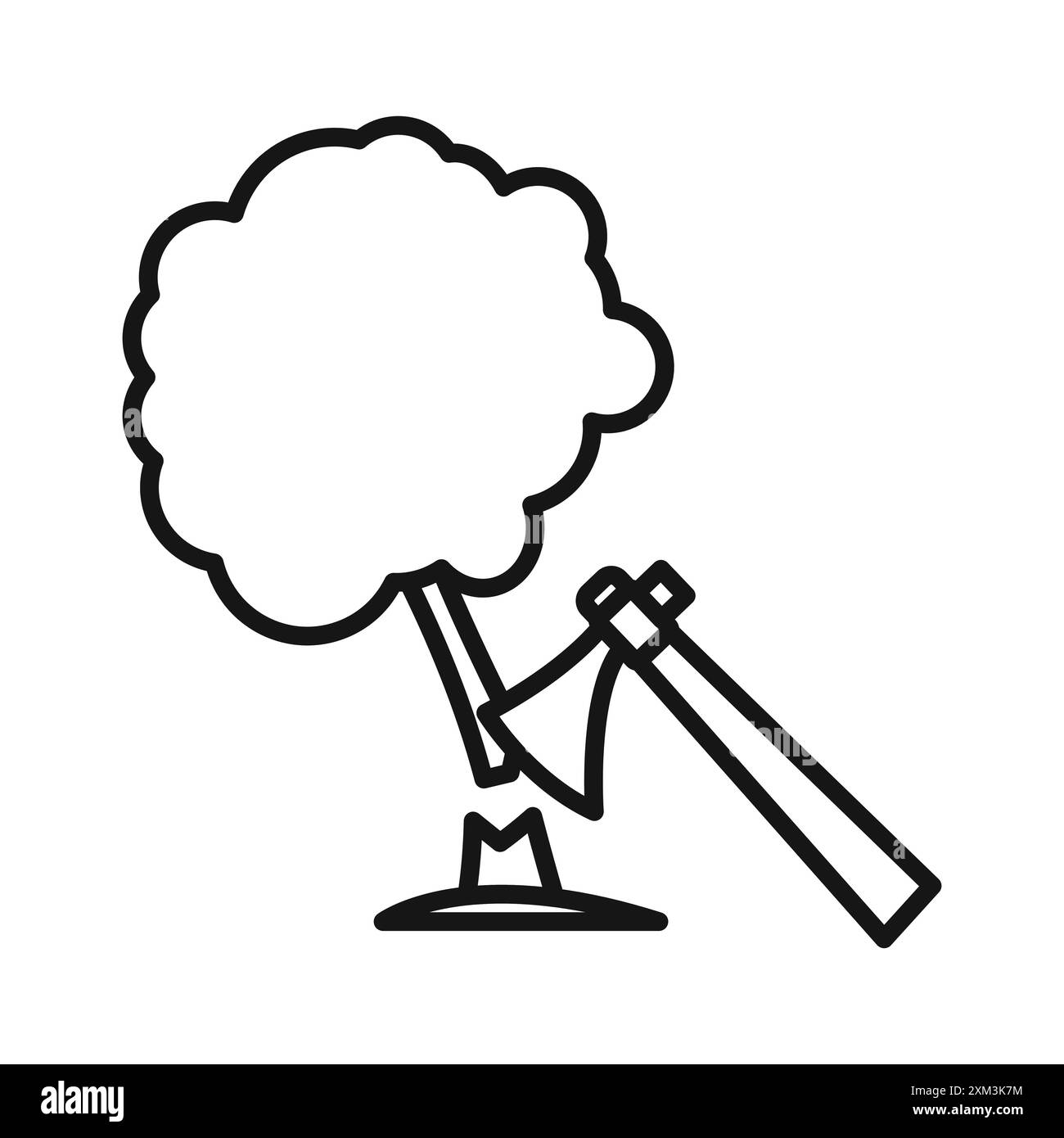 Destruction of forests icon Black line art vector in black and white outline set collection sign ...