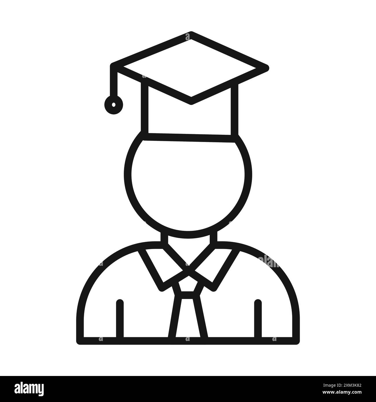 Graduated student icon Black line art vector in black and white outline ...