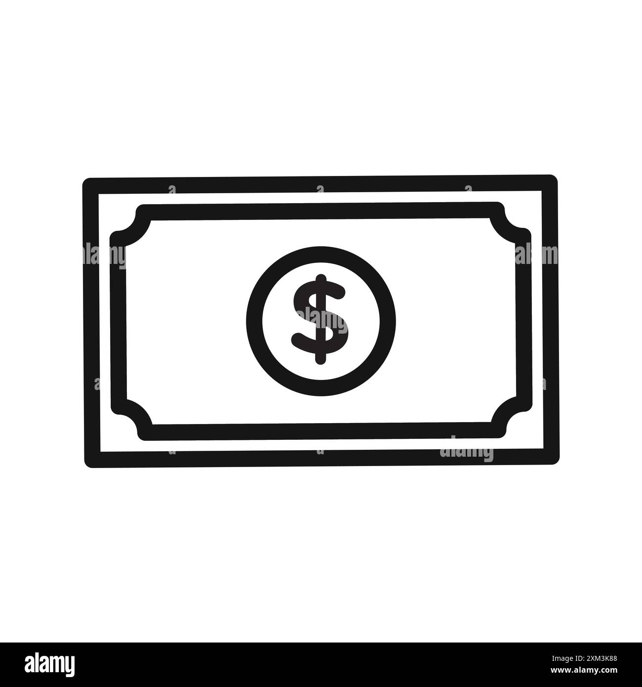 Dollar banknote money icon Black line art vector in black and white ...