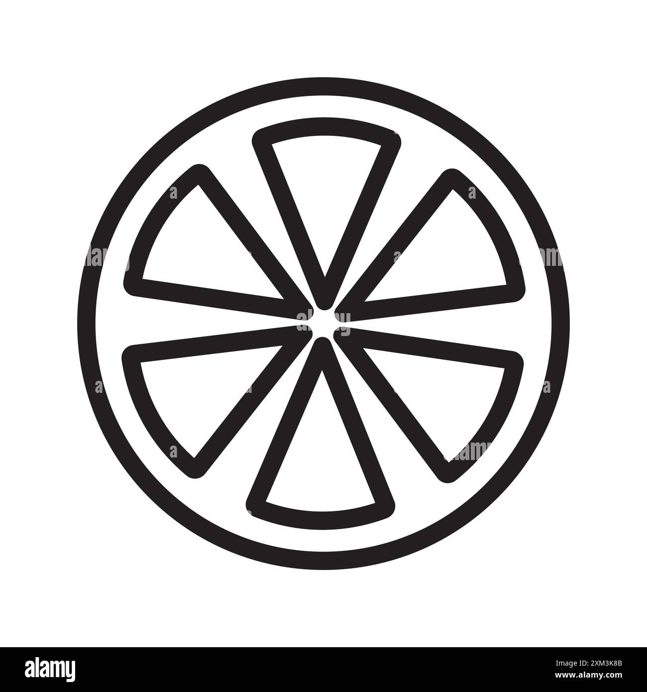 Citrus, lemon, lime, orange, tangerine slice icon Black line art vector in black and white ...