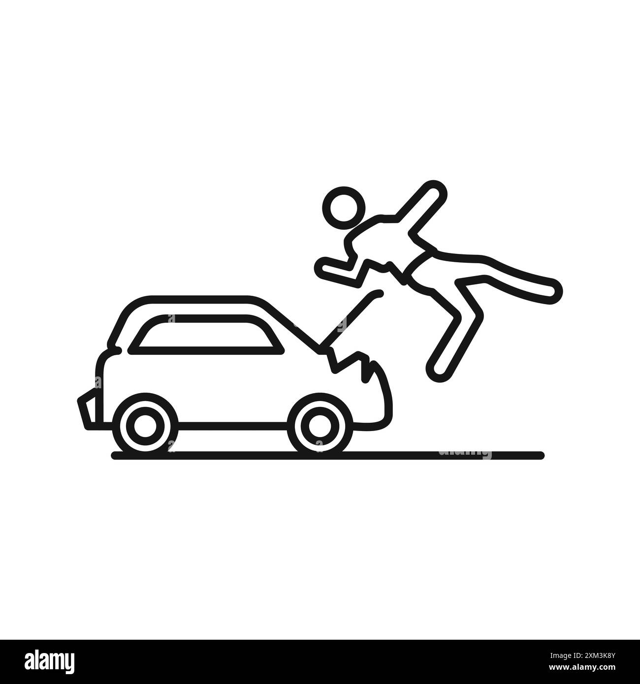 car Accident icon Black line art vector in black and white outline set collection sign Stock ...