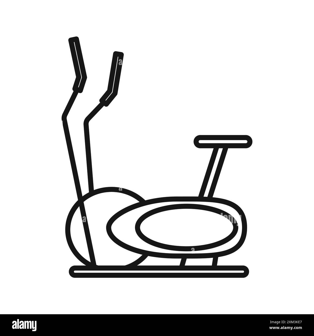 Elliptical bike icon Black line art vector in black and white outline ...