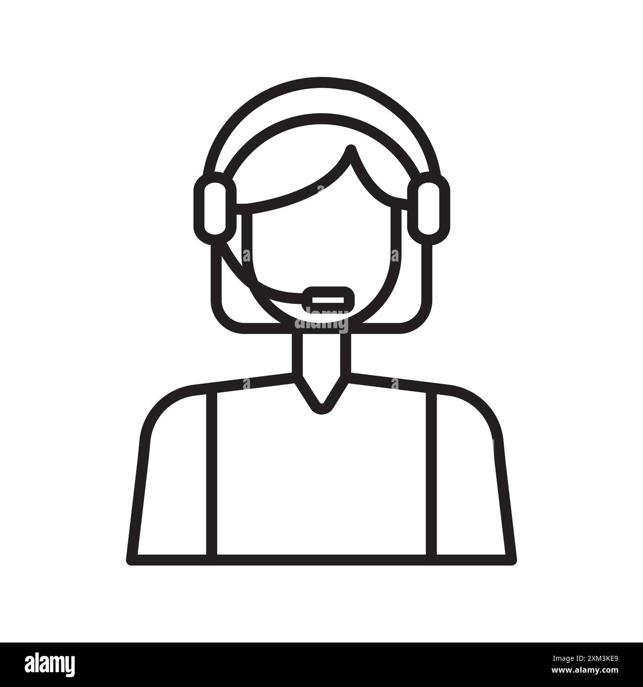 customer support icon Black line art vector in black and white outline ...