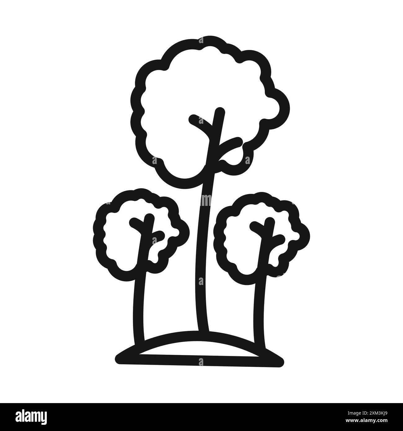 Forest and park trees icon Black line art vector in black and white ...