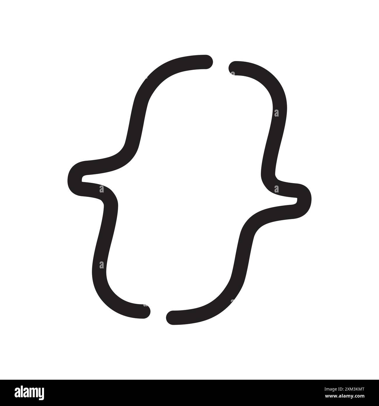 Font Brackets Icon Black Line Art Vector In Black And White Outline Set