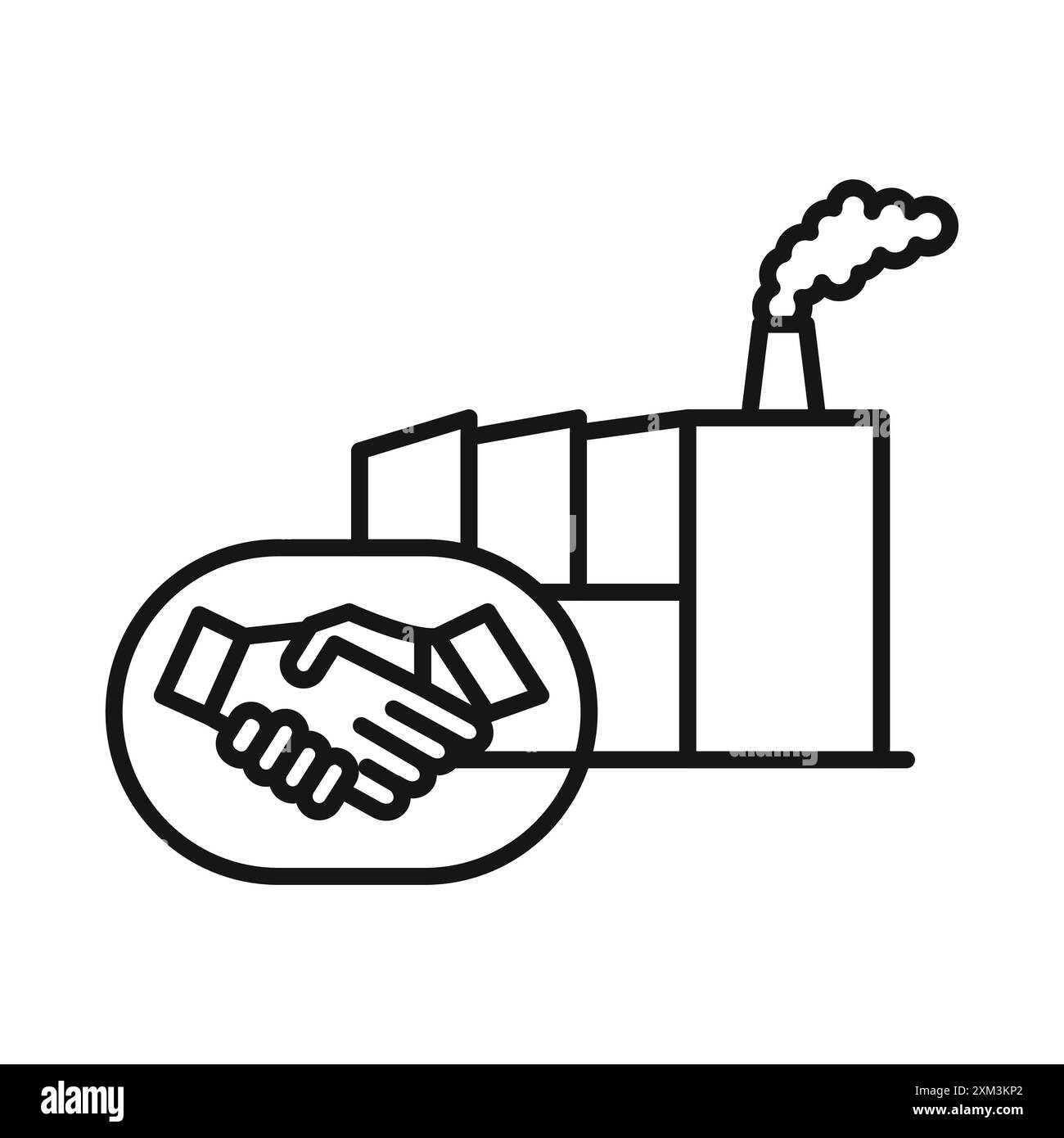 Factory deal icon Black line art vector in black and white outline set ...
