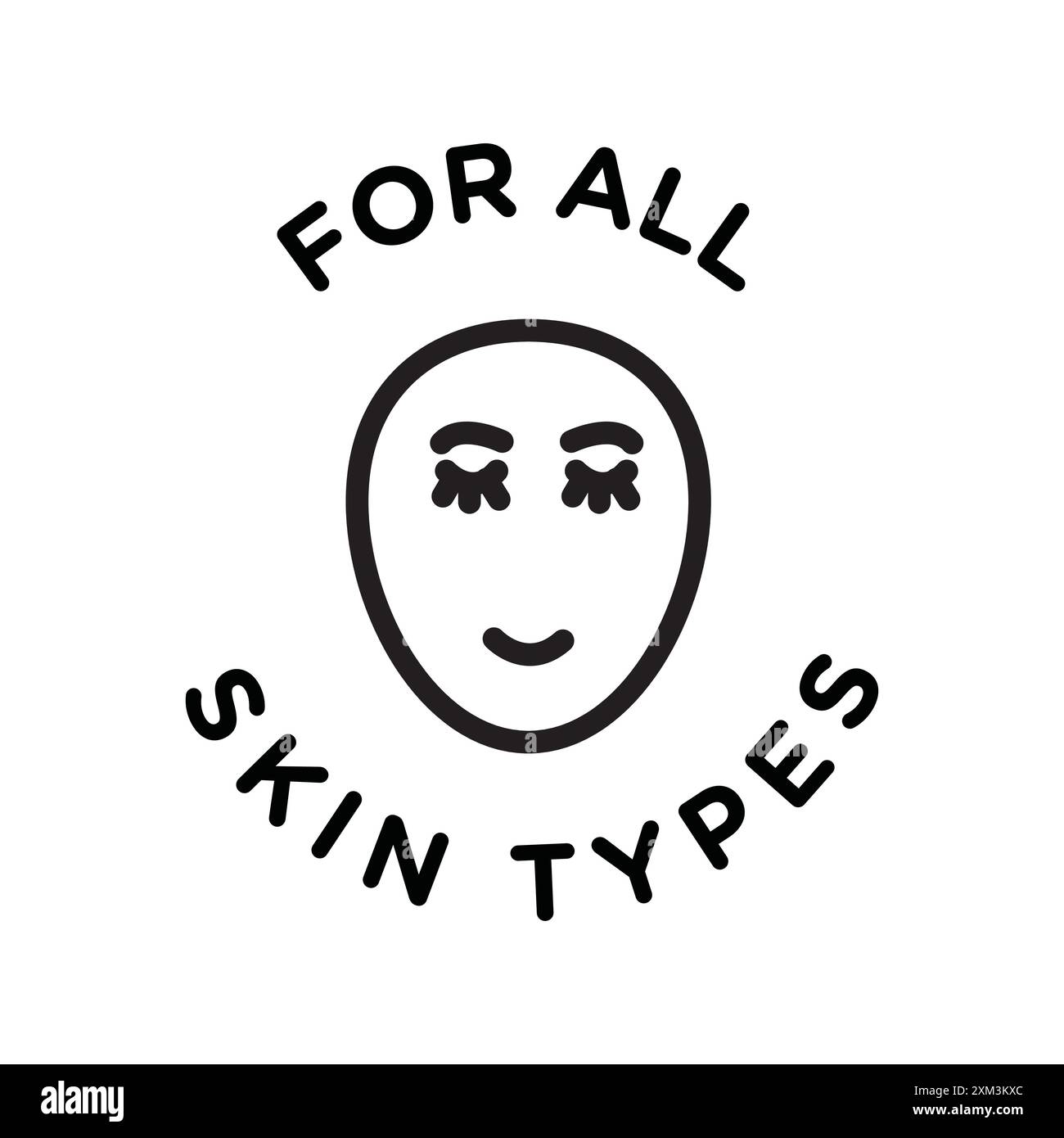 for all skin types icon Black line art vector in black and white ...