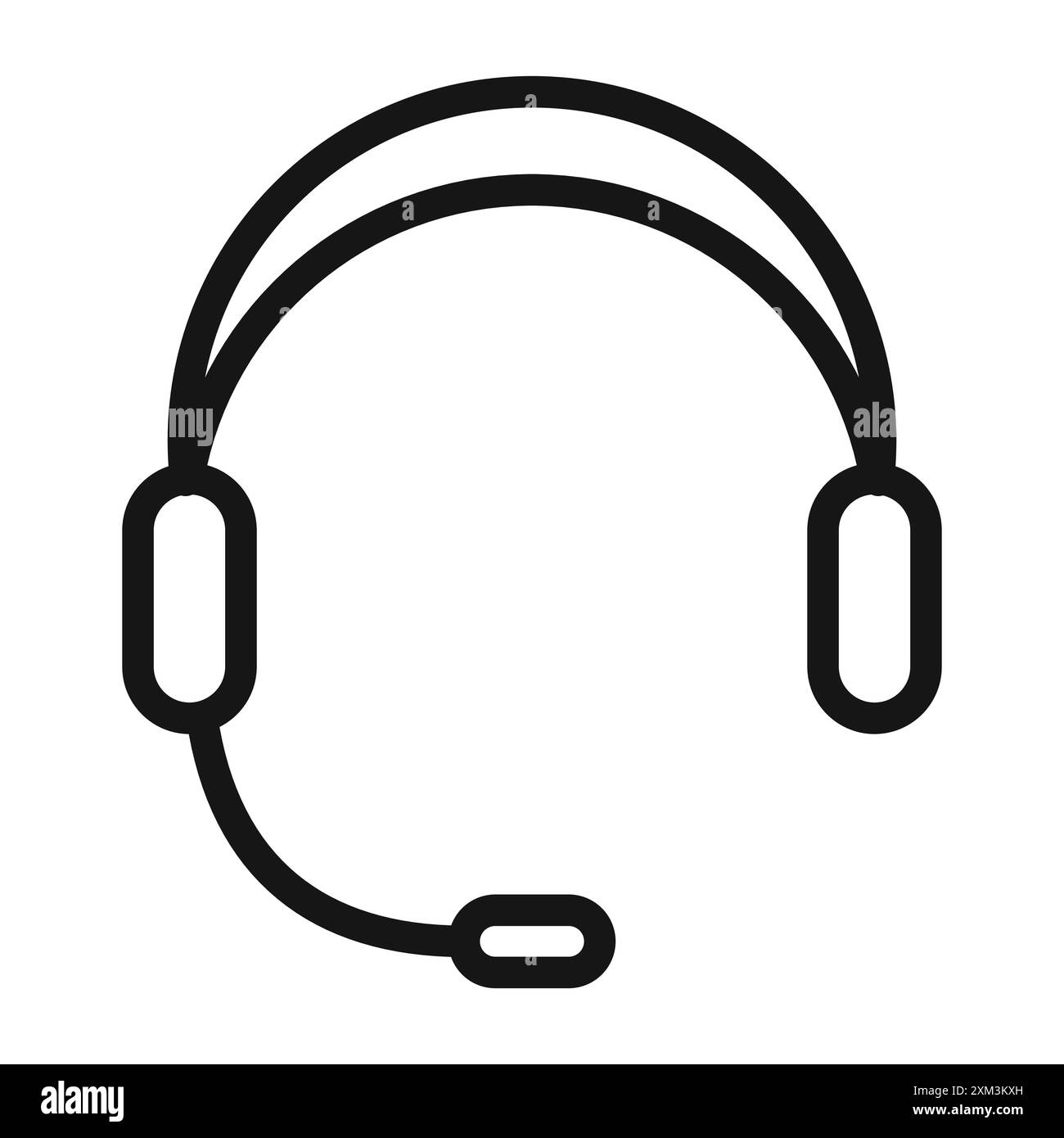 Headset icon Black line art vector in black and white outline set ...