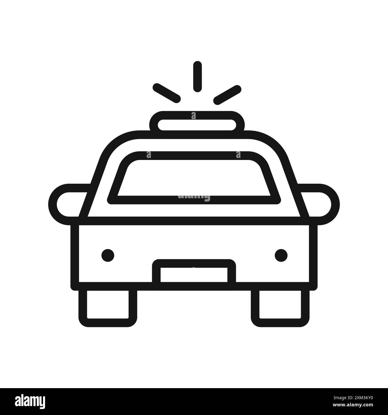 Flashing police car icon Black line art vector in black and white ...