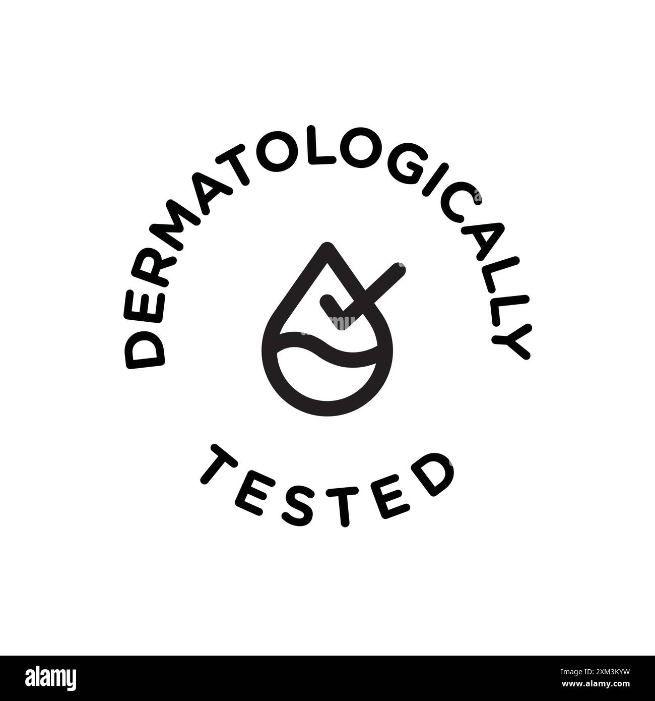 dermatologically tested icon Black line art vector in black and white ...