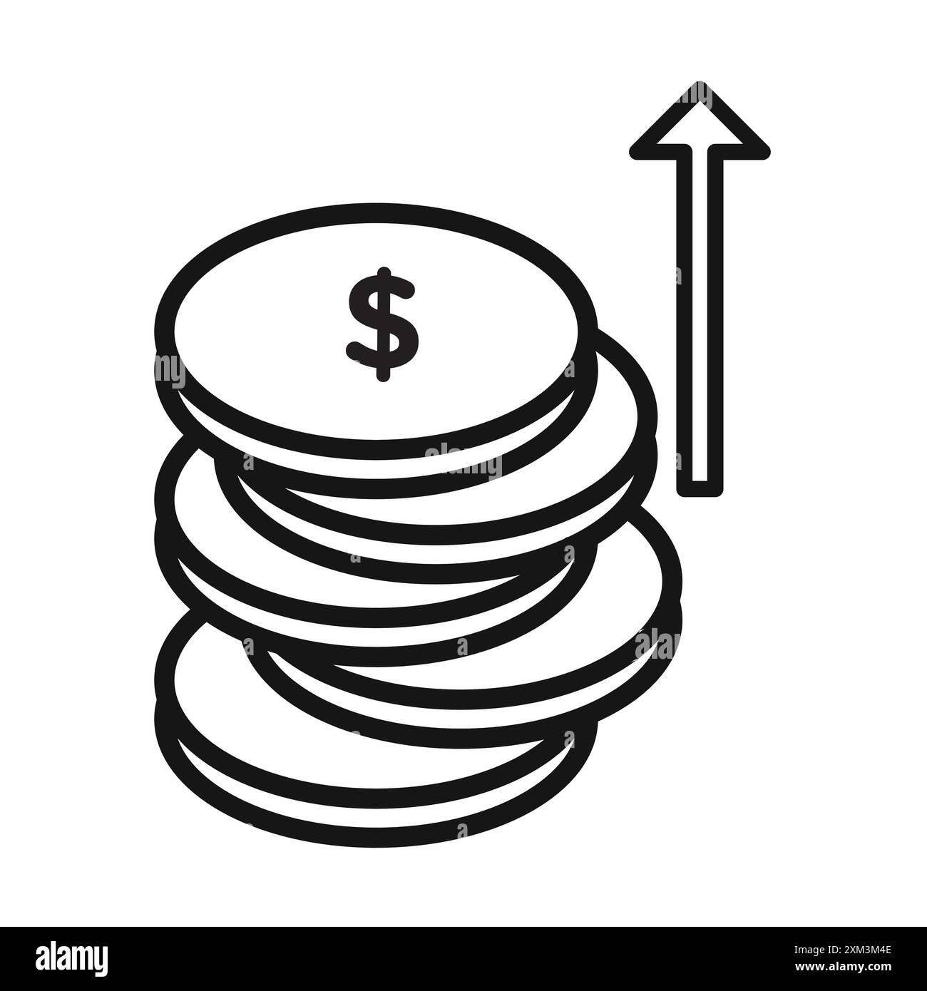 Increase money icon Black line art vector in black and white outline ...
