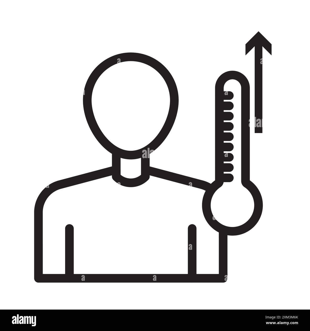 Fever, high temperature icon Black line art vector in black and white ...