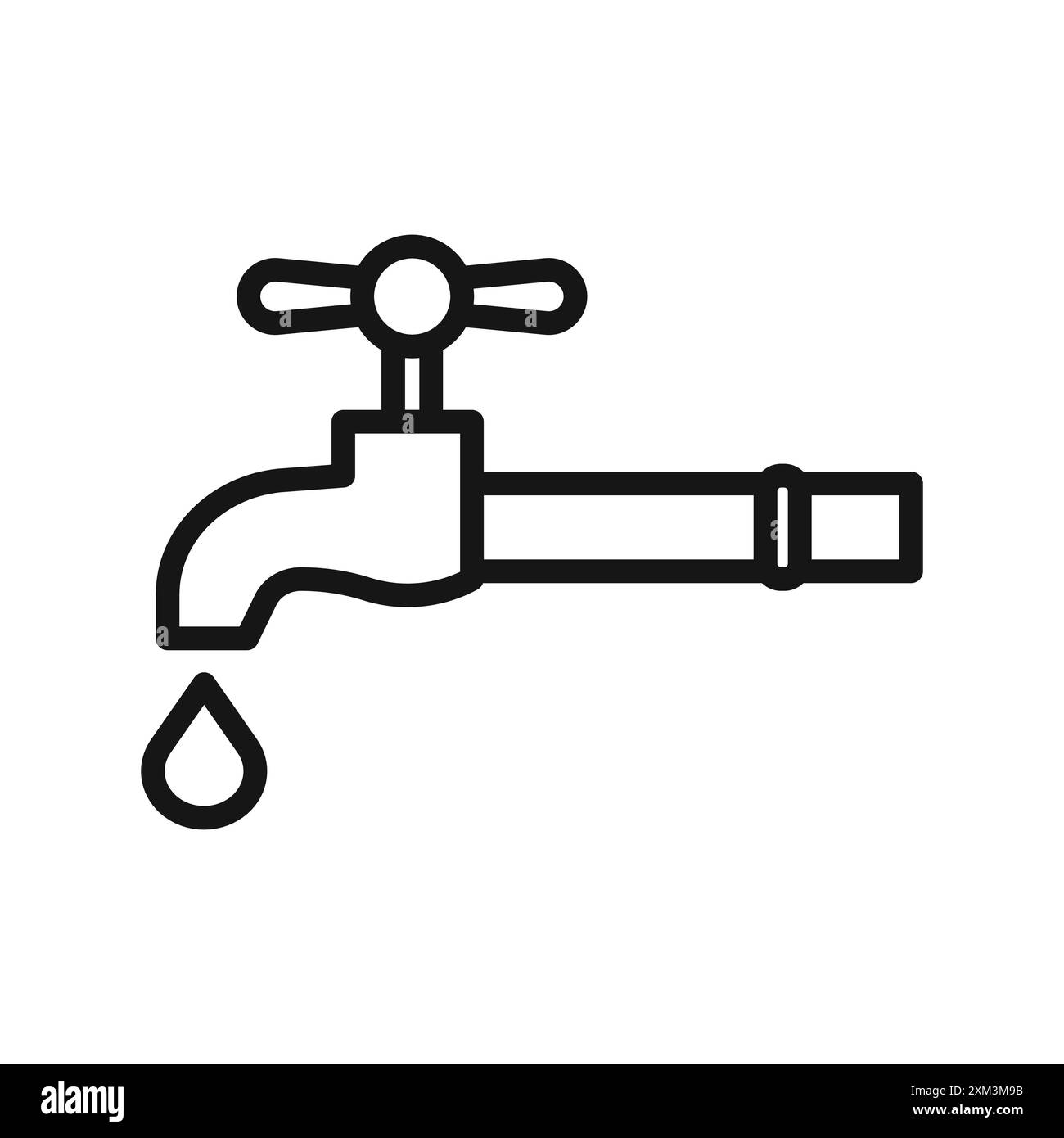 Faucet tap water icon Black line art vector in black and white outline ...